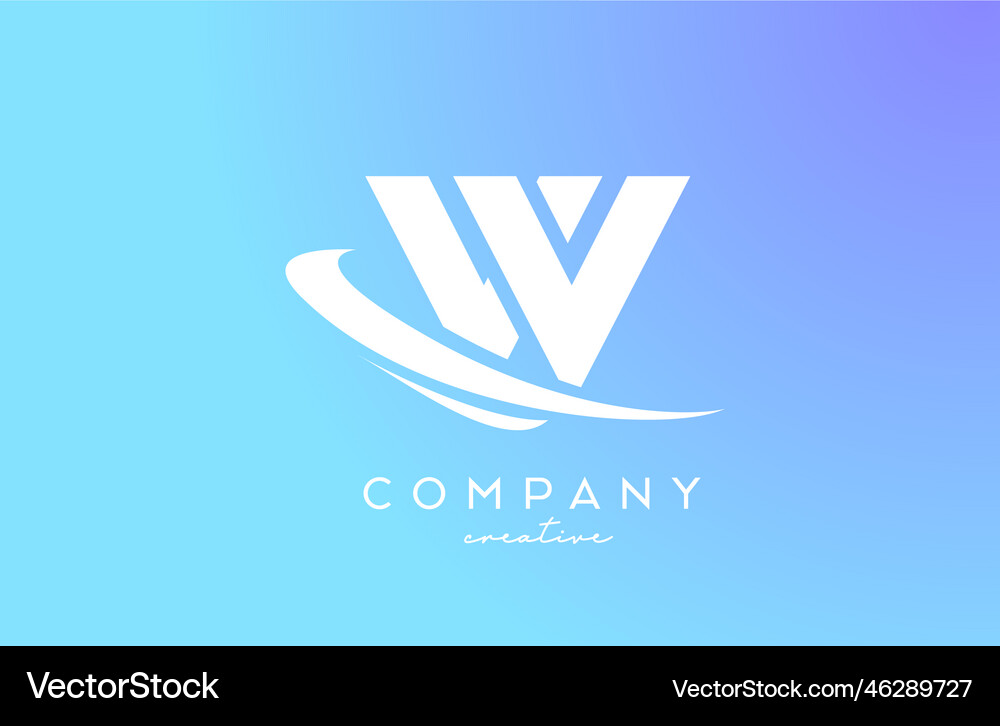 Blue pastel color w alphabet letter logo icon Vector Image