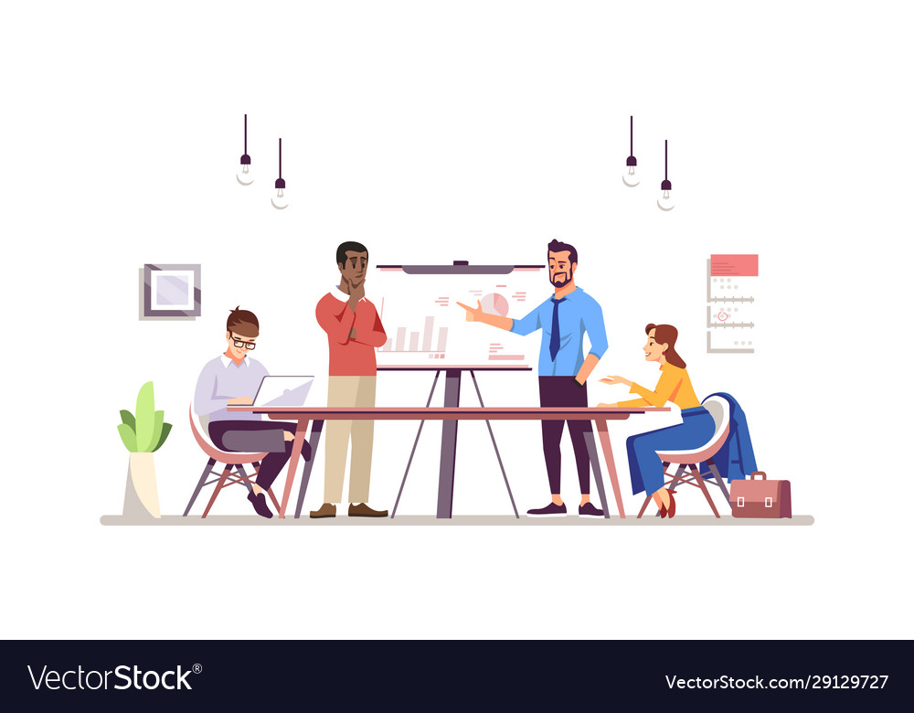 Business training flat Royalty Free Vector Image