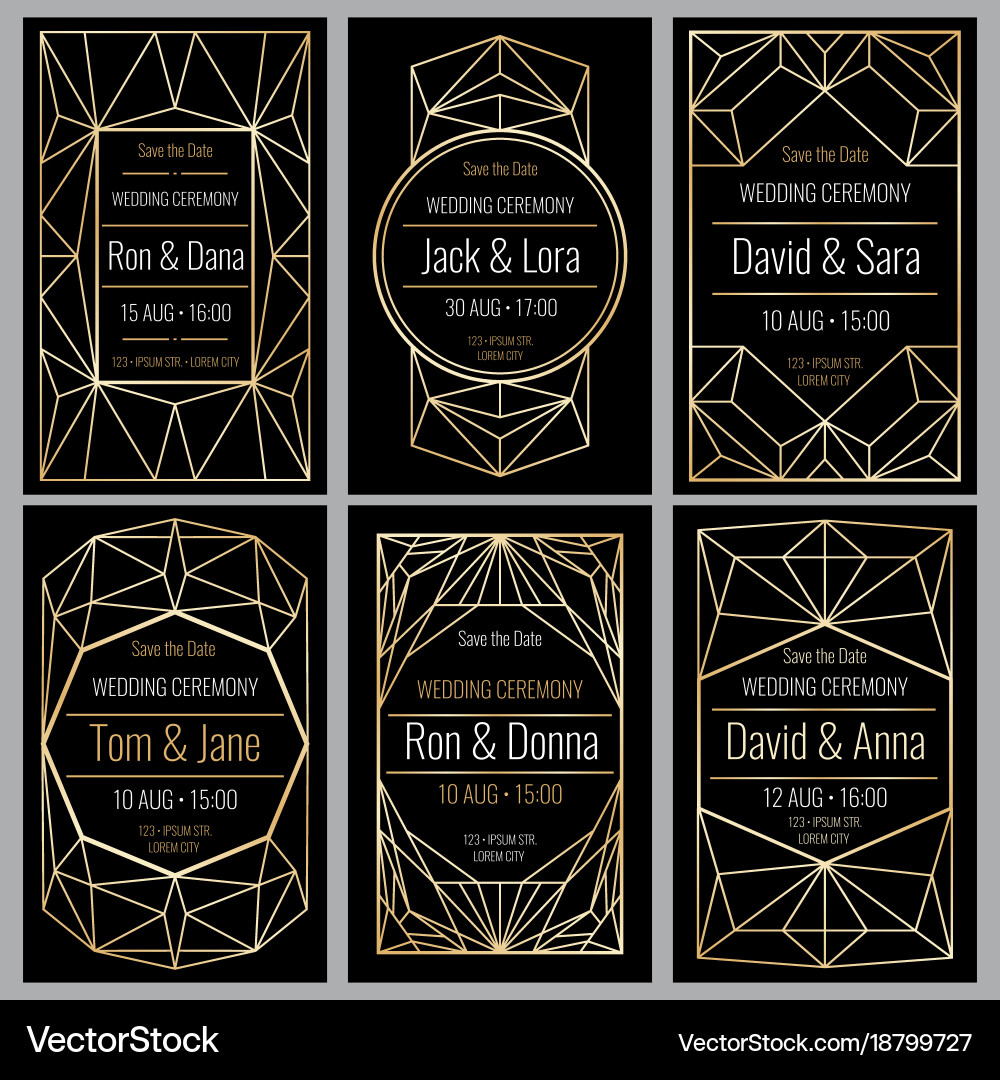Classy wedding invitation cards with diamond Vector Image