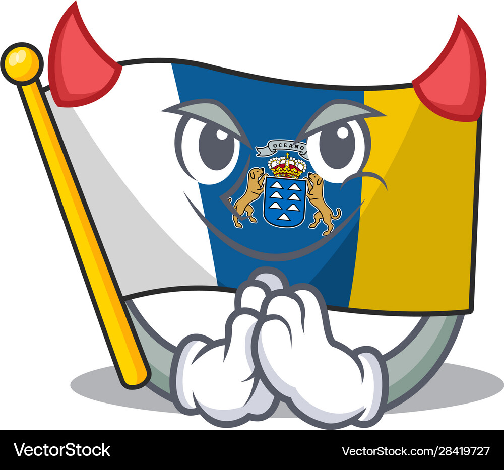 Devil cartoon character flag canary island Vector Image