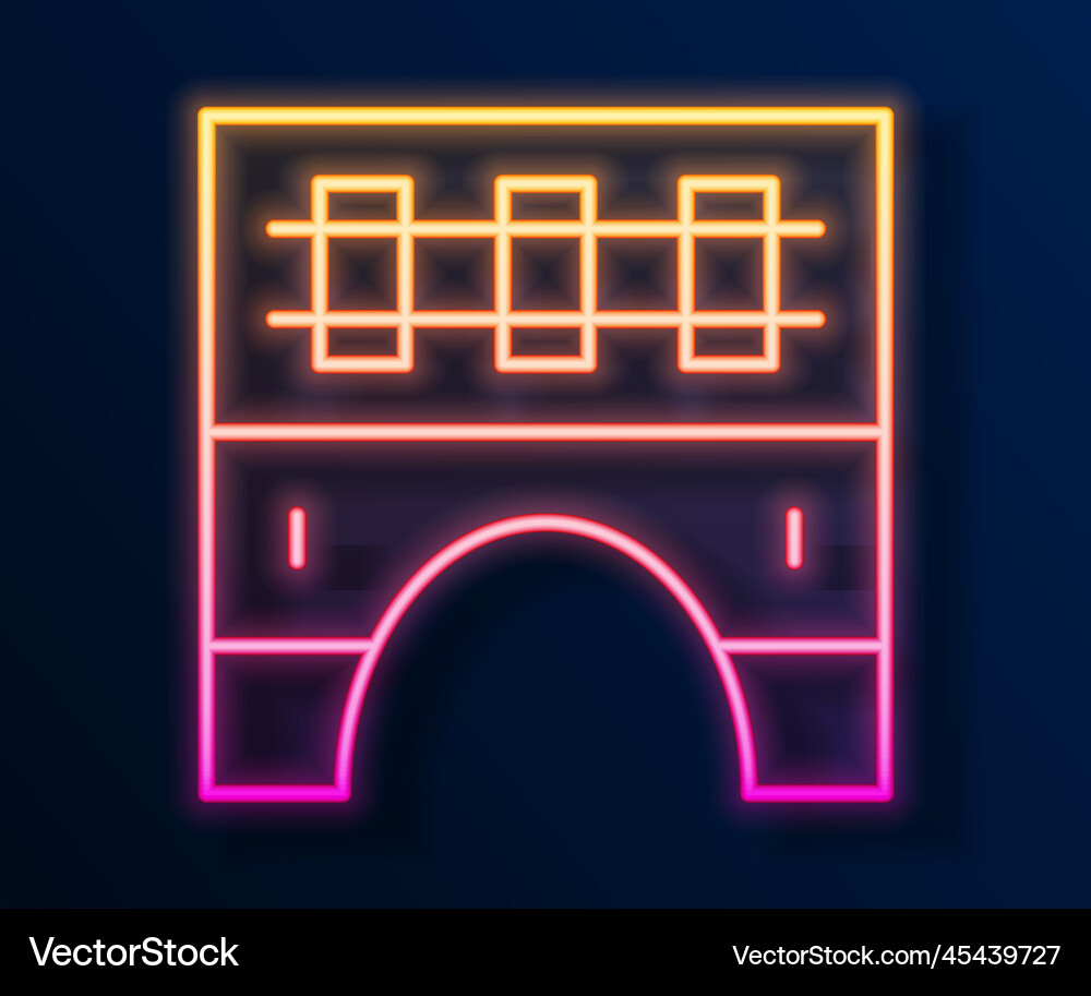 Glowing neon line bridge for train icon isolated Vector Image