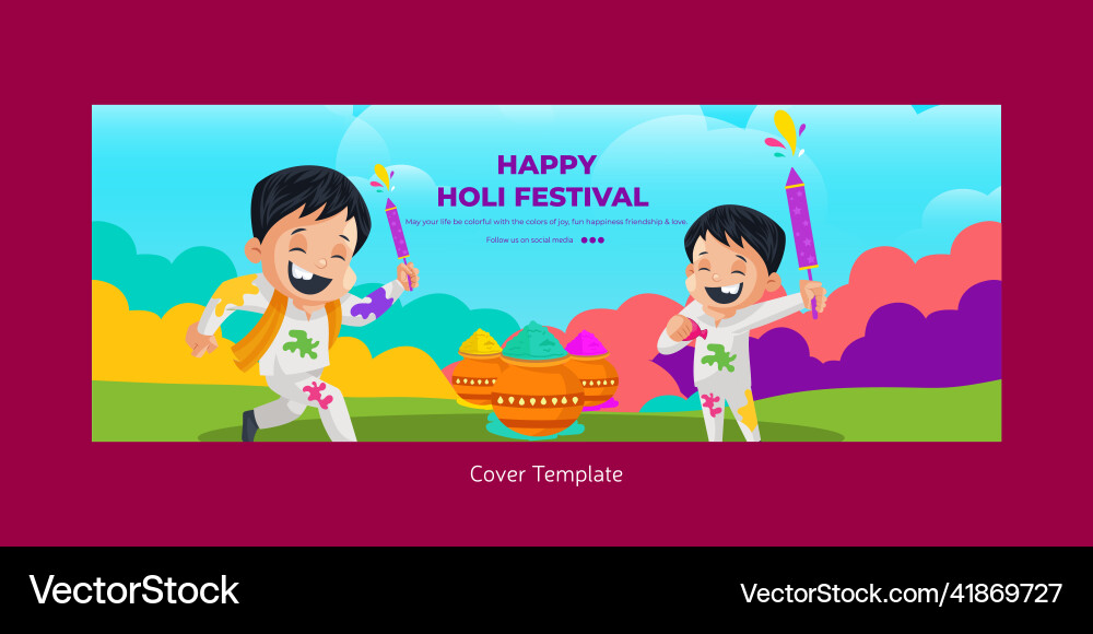Happy holi cover page design Royalty Free Vector Image