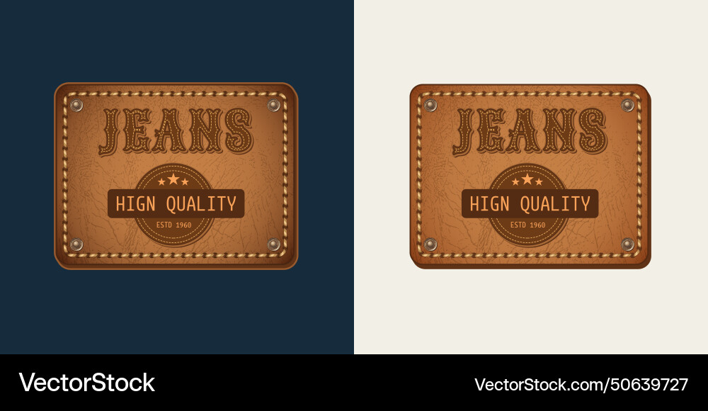 Leather textured belt label with text denim style Vector Image