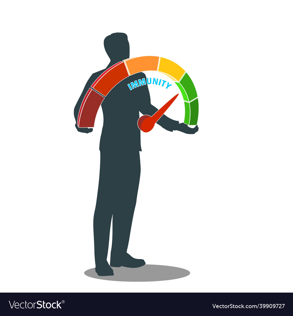Man holding immunity level measuring device scale Vector Image Man holding immunity level measuring device scale Vector Image