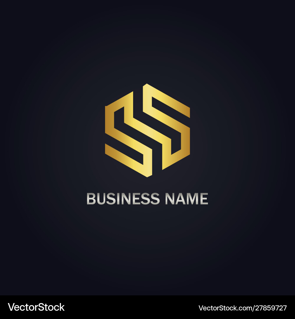 S sign polygon gold logo Royalty Free Vector Image