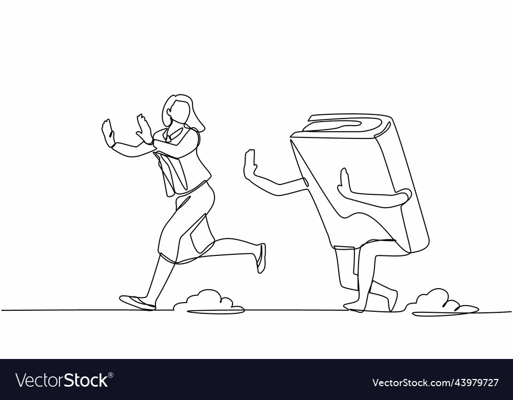 Single continuous line drawing scared Royalty Free Vector