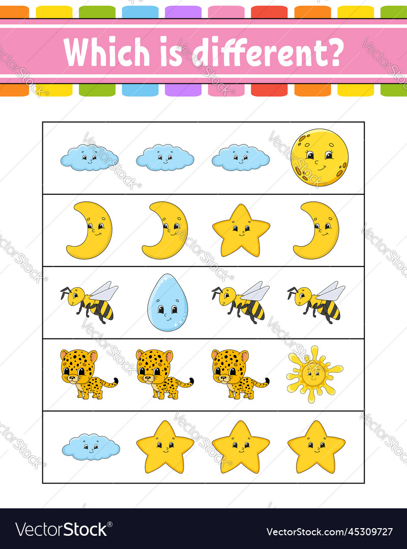 Which is different educational activity worksheet Vector Image