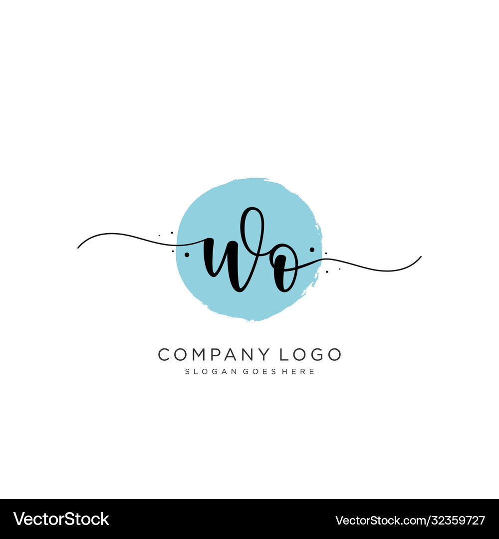 Wo initial handwriting logo design Royalty Free Vector Image