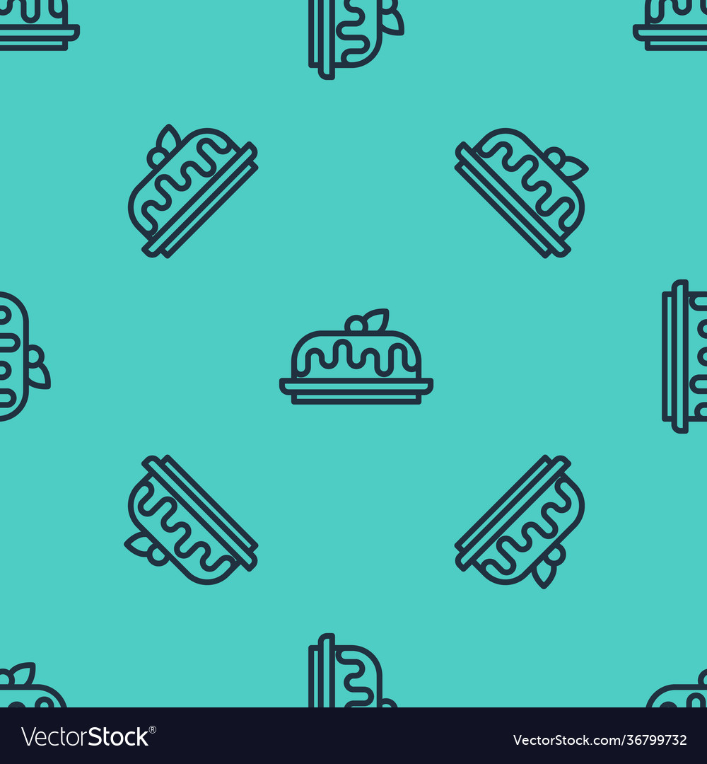 Black line cake icon isolated seamless pattern Vector Image Black line cake icon isolated seamless pattern Vector Image