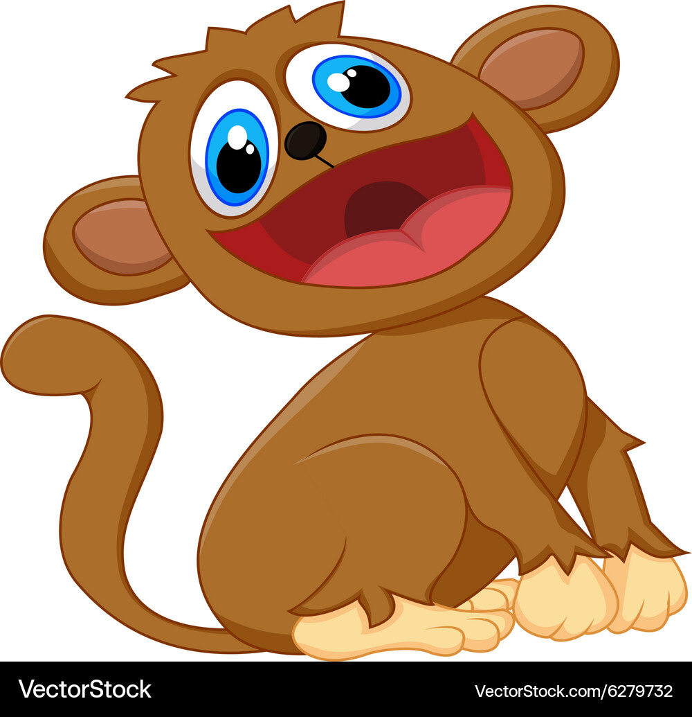 Cartoon cute monkey sitting Royalty Free Vector Image