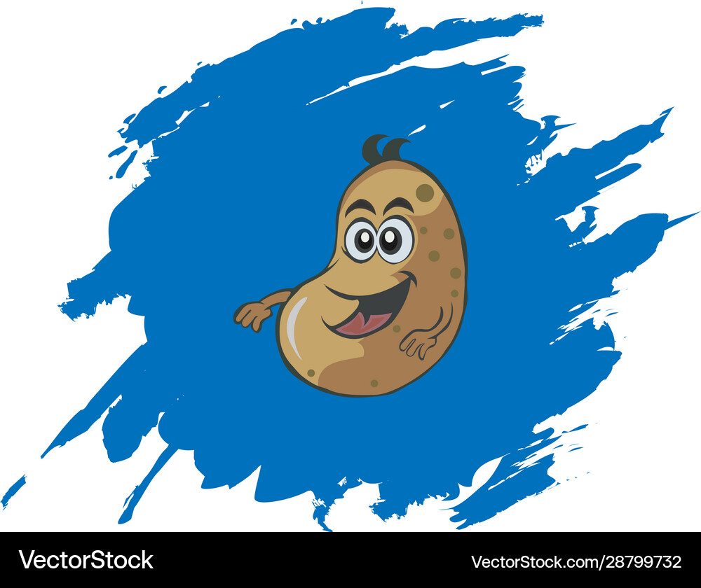 Cute happy smiling potato with abstract background