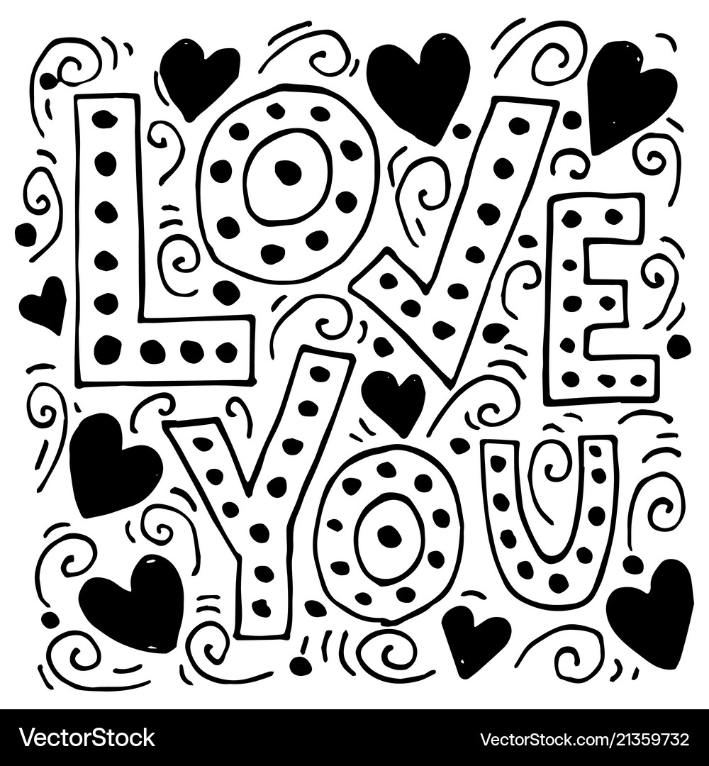 Love you hand lettering Royalty Free Vector Image