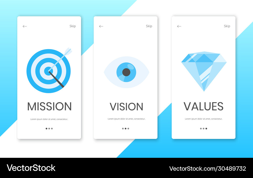 Mission vision and values flat style design icons Vector Image