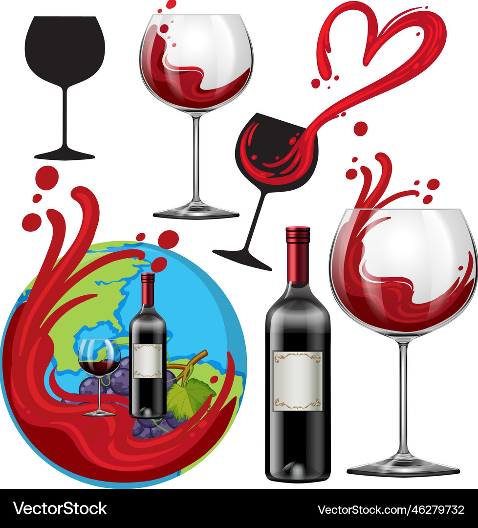 Mix set of red wine Royalty Free Vector Image - VectorStock
