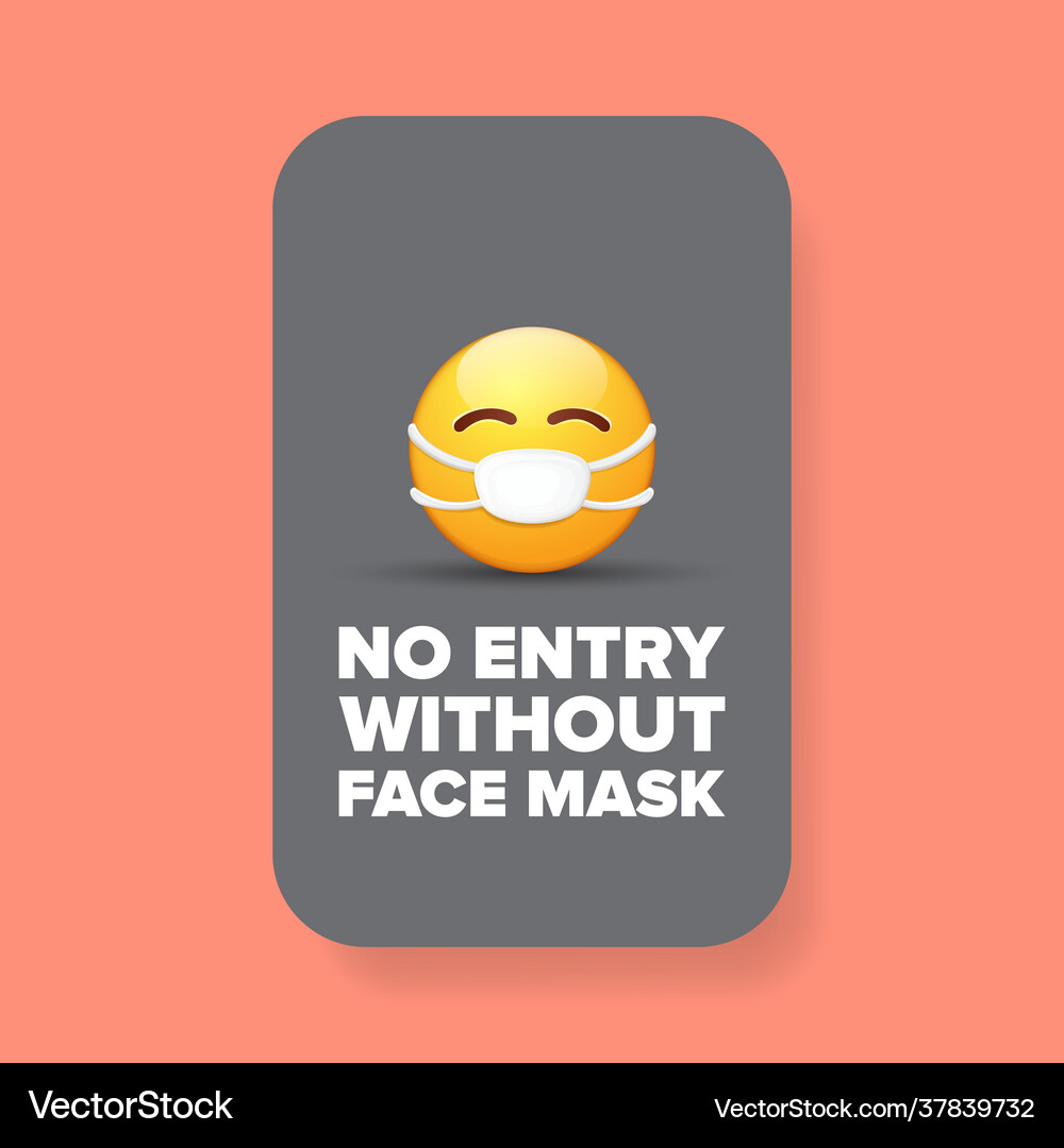 No entry without face mask icon sticker or poster Vector Image