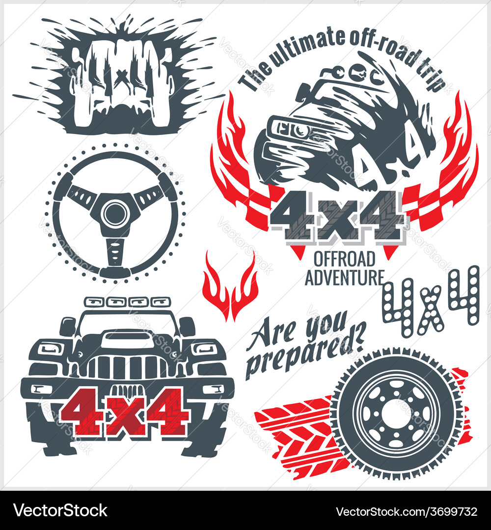 Off-Road Adventure Set Royalty Free Vector Image