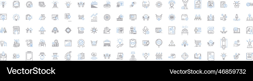 Project planning line icons collection organize Vector Image
