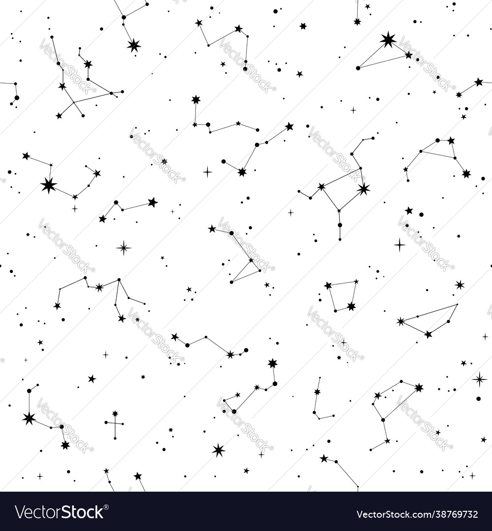 Seamless monochrome pattern constellations Vector Image