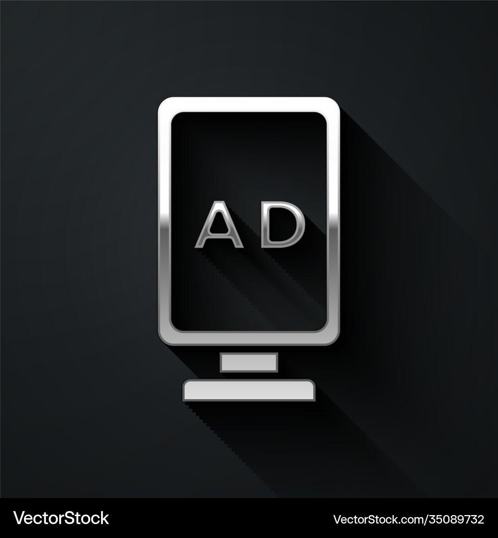 Silver advertising icon isolated on black Vector Image