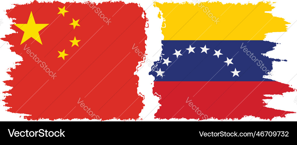 Venezuela and china grunge flags connection Vector Image