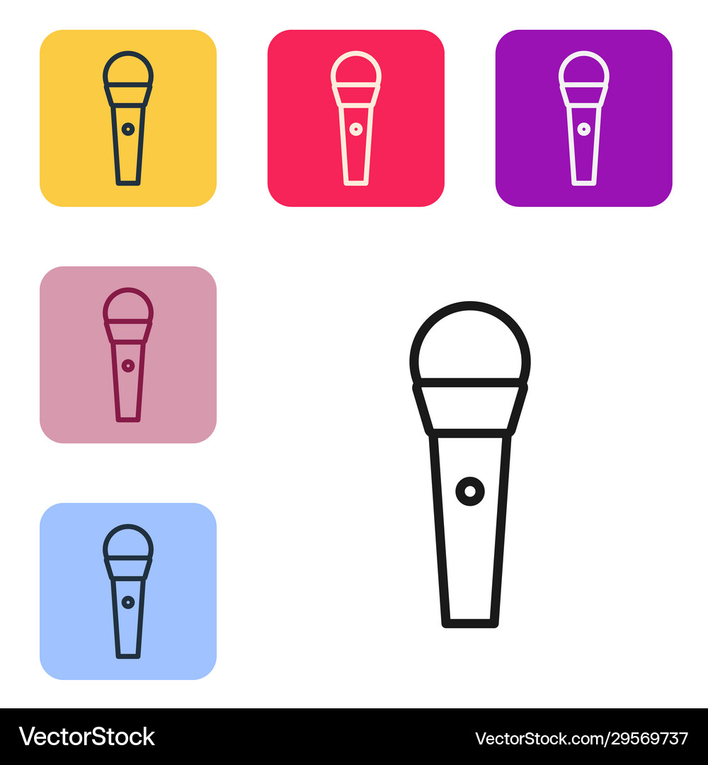 Black line karaoke icon isolated on white Vector Image