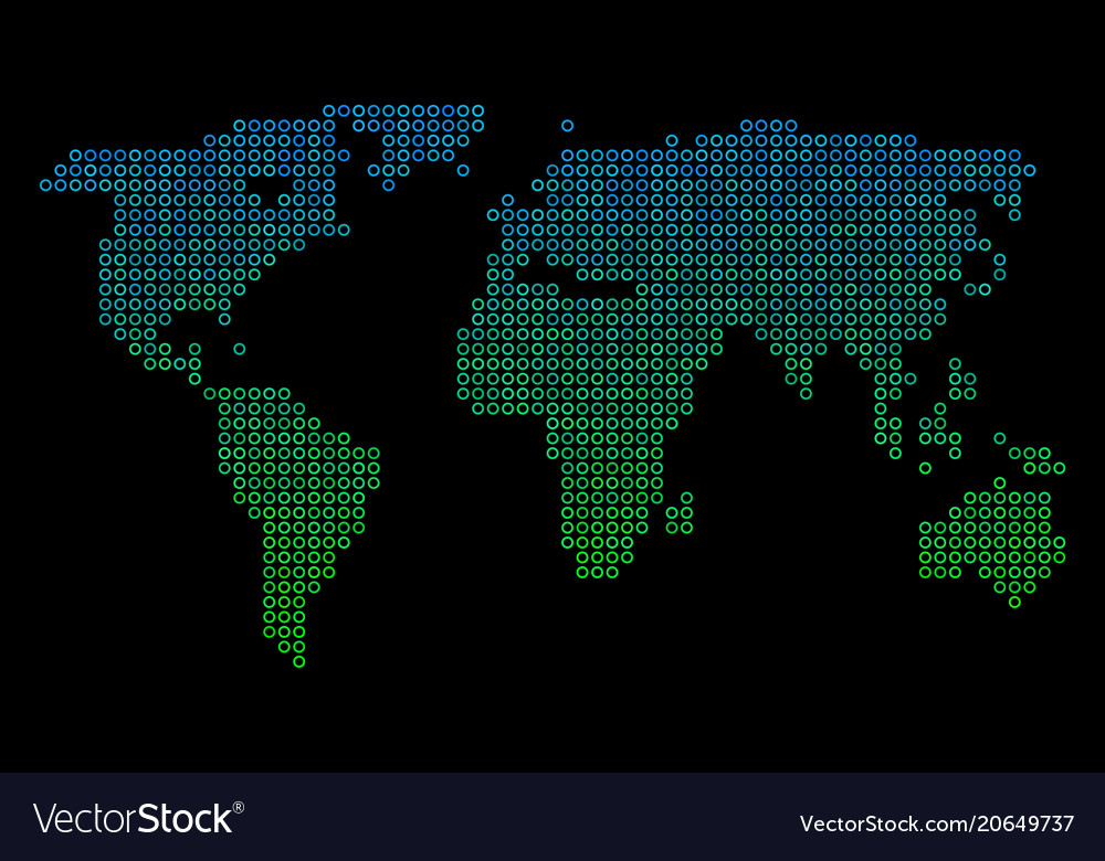 Circle dot world map Royalty Free Vector Image