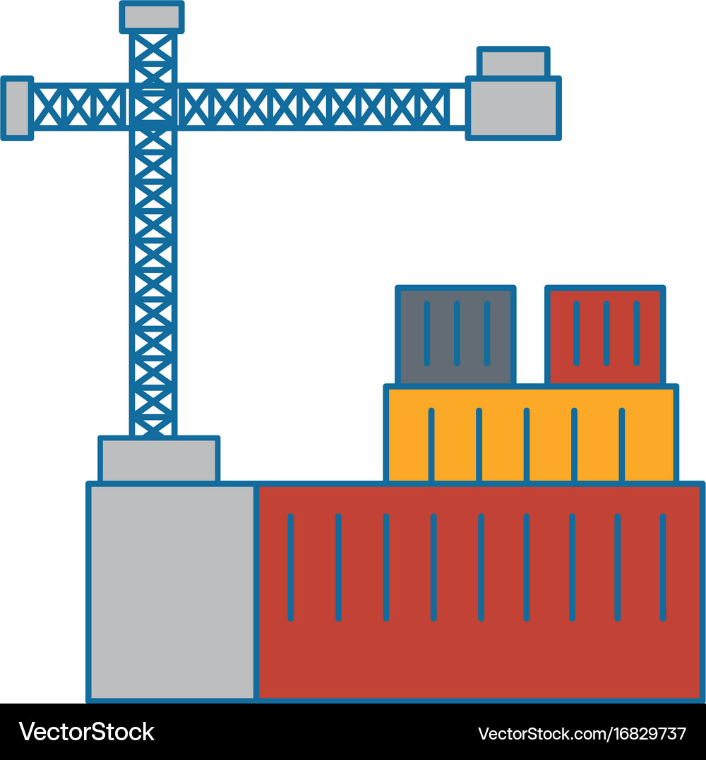 Containers and industrial crane icon Royalty Free Vector