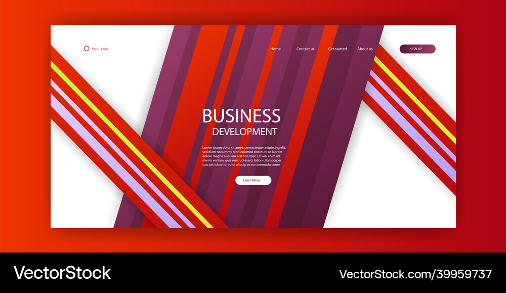 Design for landing page red background 3d Vector Image