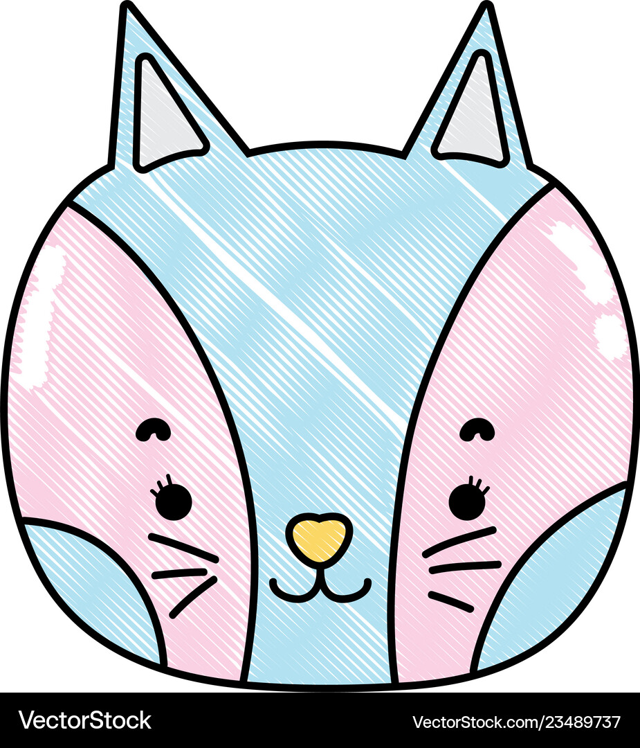 Grated adorable cat head nice animal Royalty Free Vector
