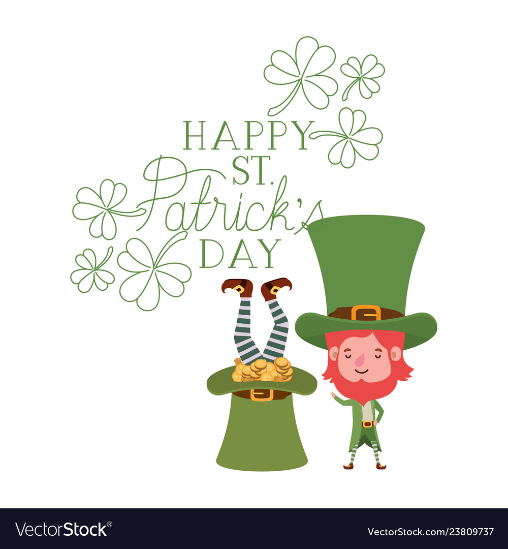 Happy st patricks day label with leprechauns Vector Image