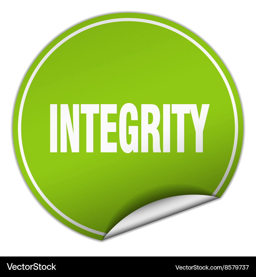 Integrity round green sticker isolated on white Vector Image