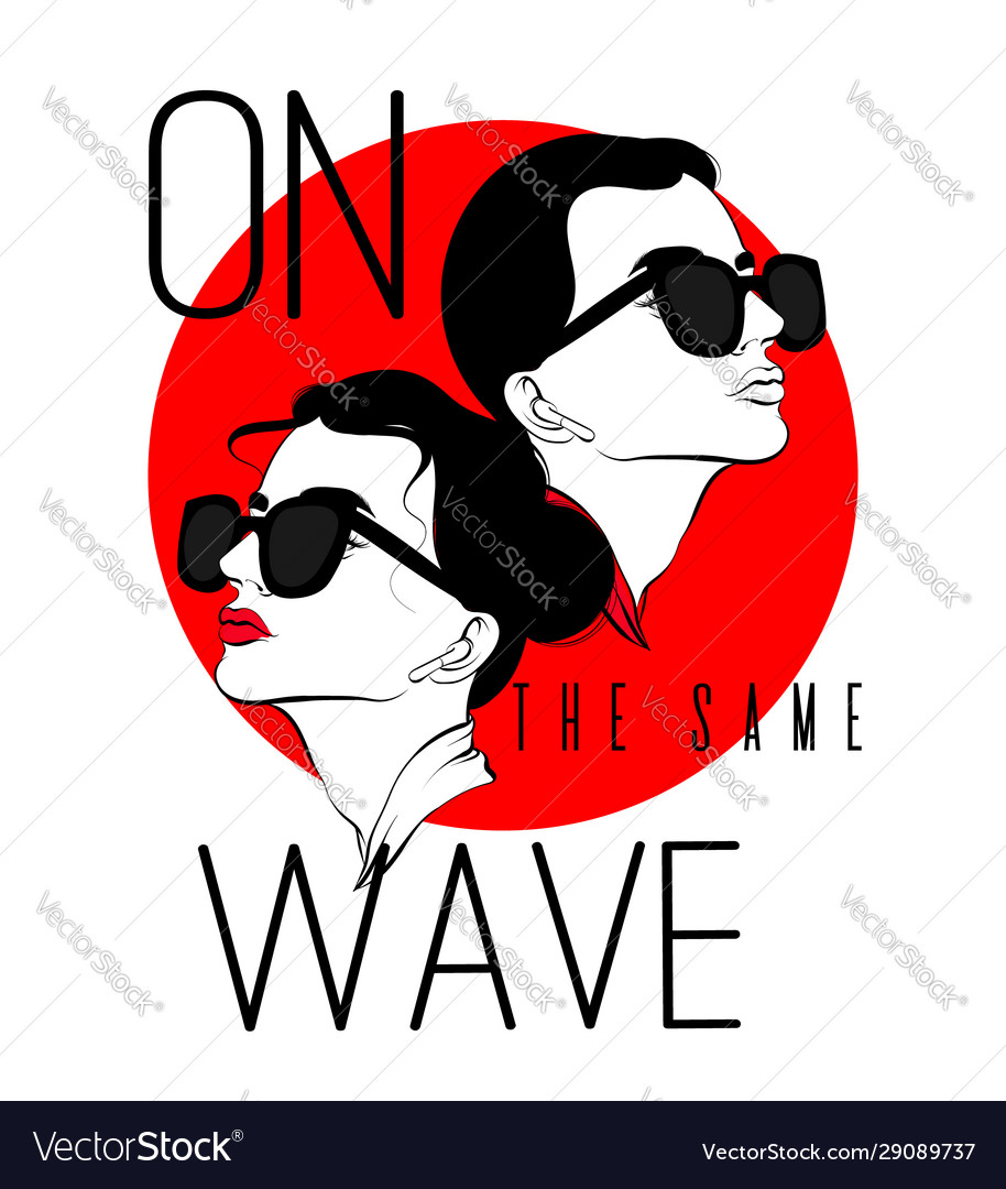 On same wave hand drawn Royalty Free Vector Image