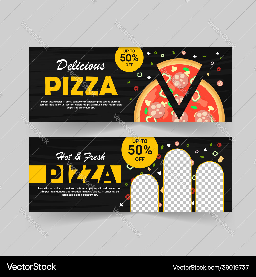 Promotional banner template for pizza Royalty Free Vector