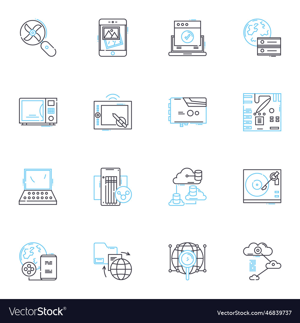 Resource pooling linear icons set collaboration Vector Image