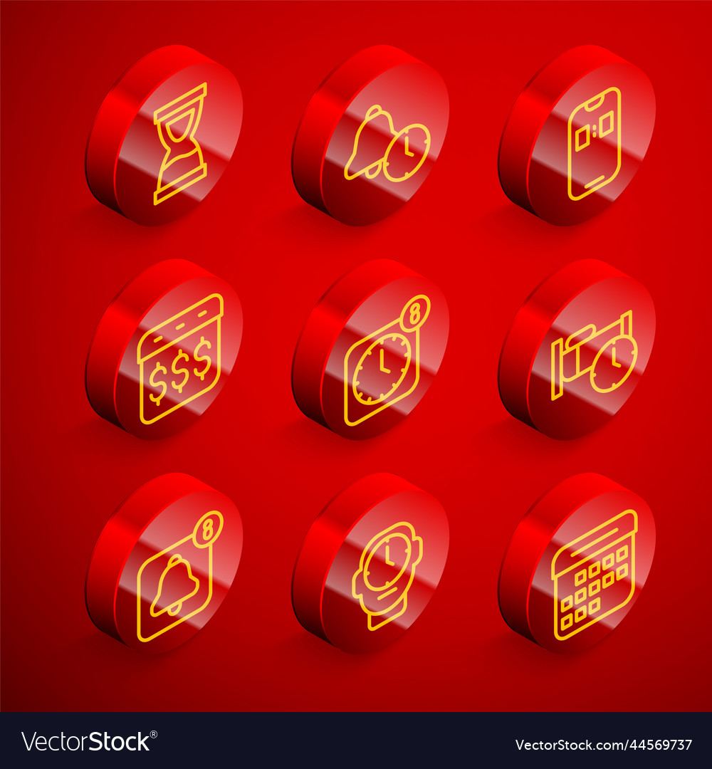 Set line old hourglass alarm clock app mobile Vector Image Set line old hourglass alarm clock app mobile Vector Image