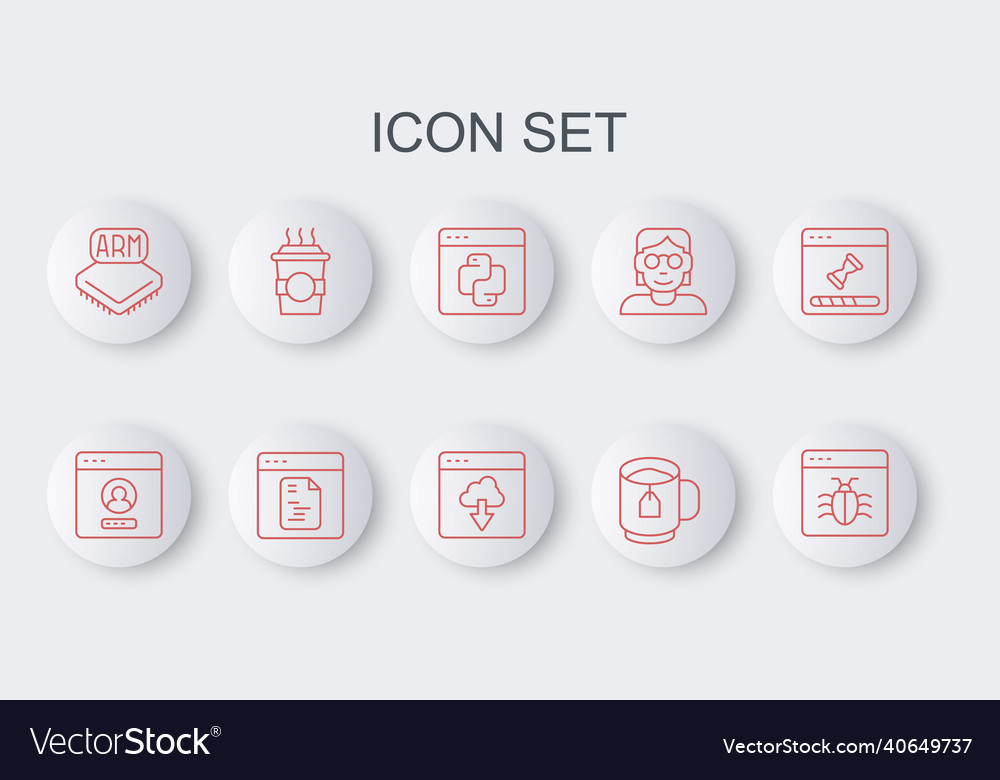 Set line system bug create account screen python Vector Image Set line system bug create account screen python Vector Image