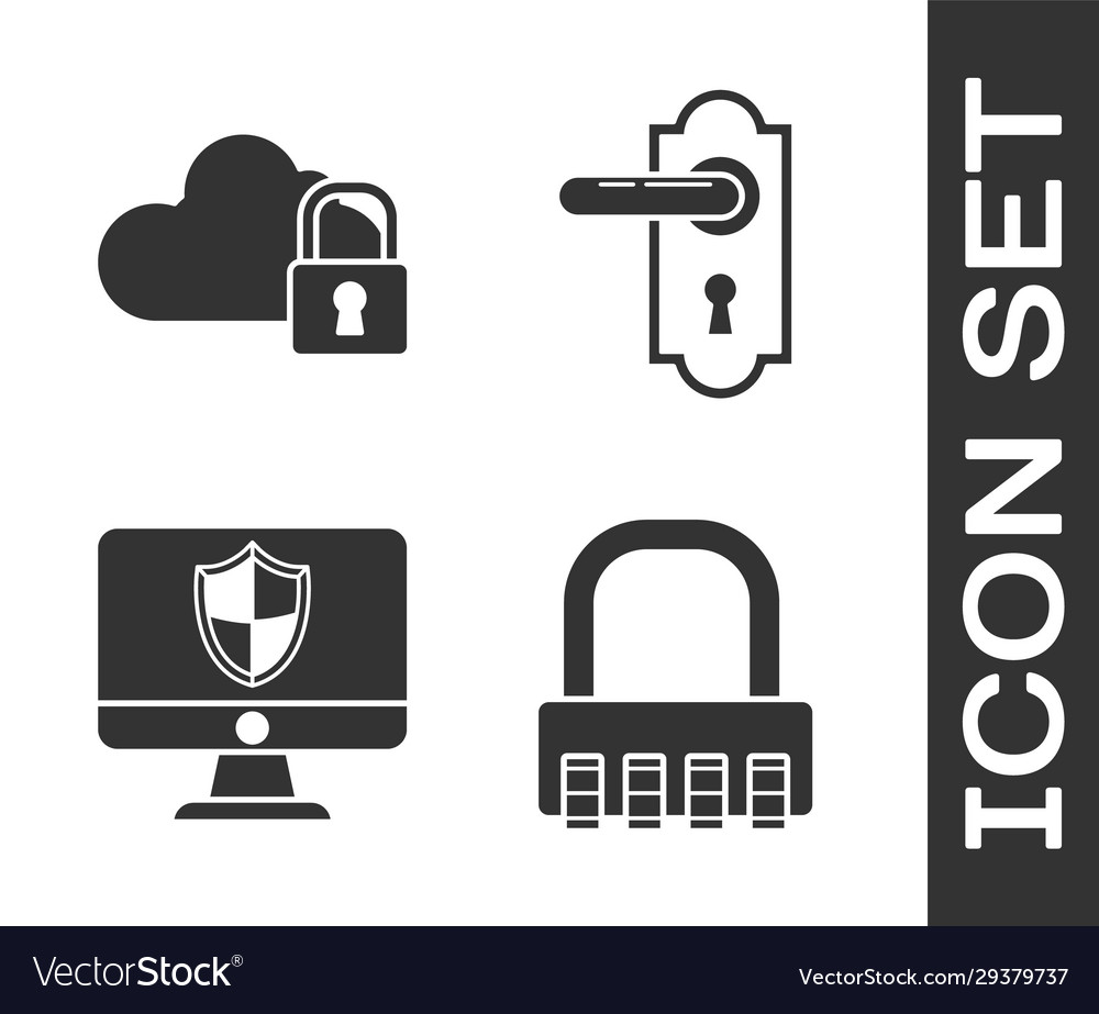Set safe combination lock cloud computing lock Vector Image
