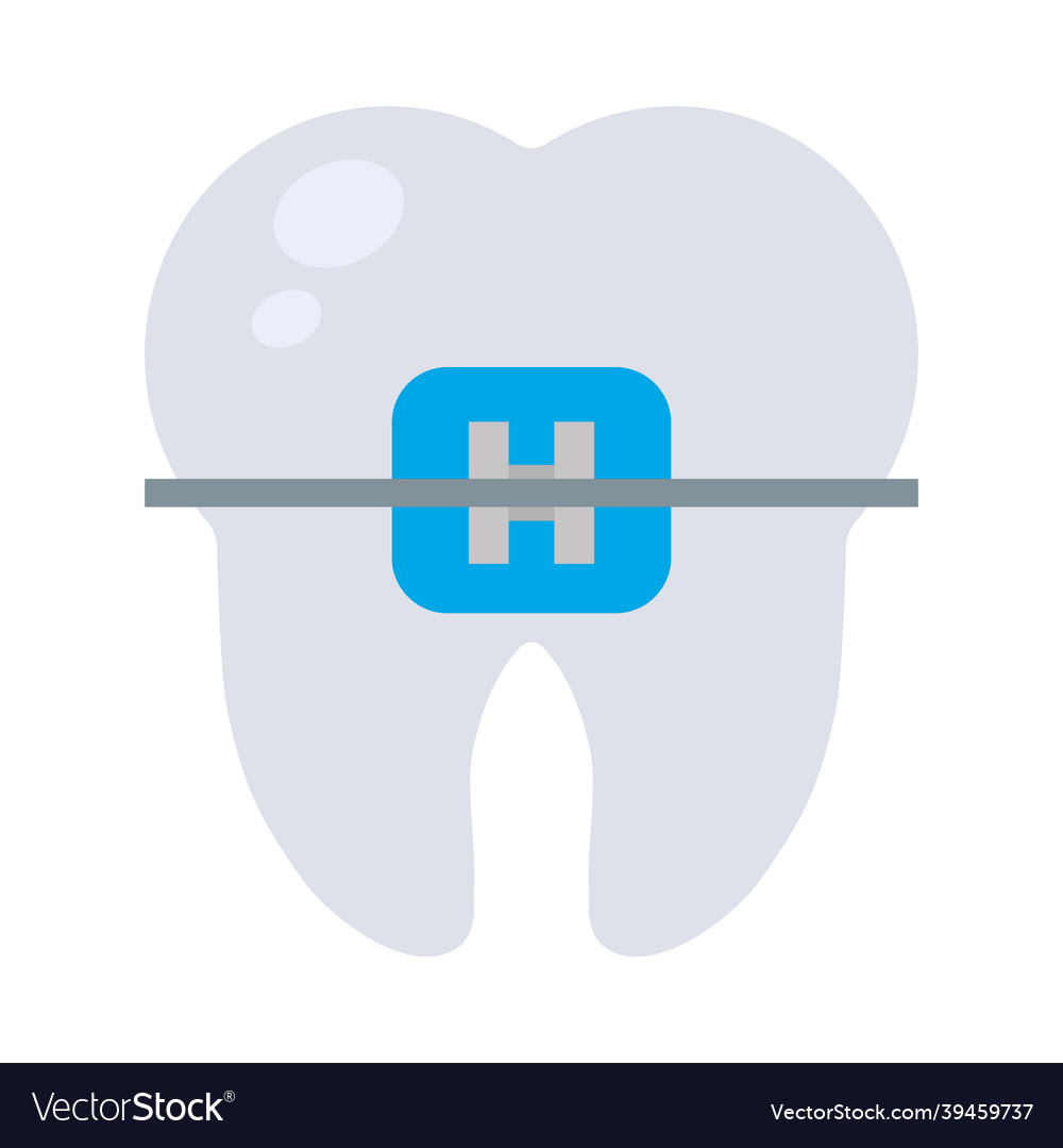 Tooth with bracket Royalty Free Vector Image - VectorStock