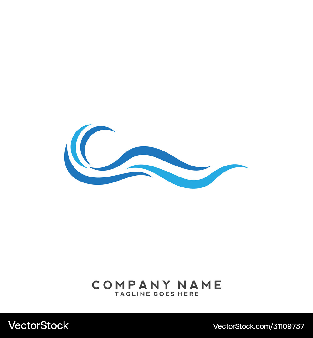 Water wave symbol and icon logo template Vector Image