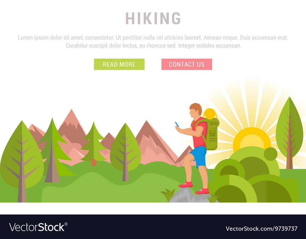 Web banner hiking Royalty Free Vector Image - VectorStock