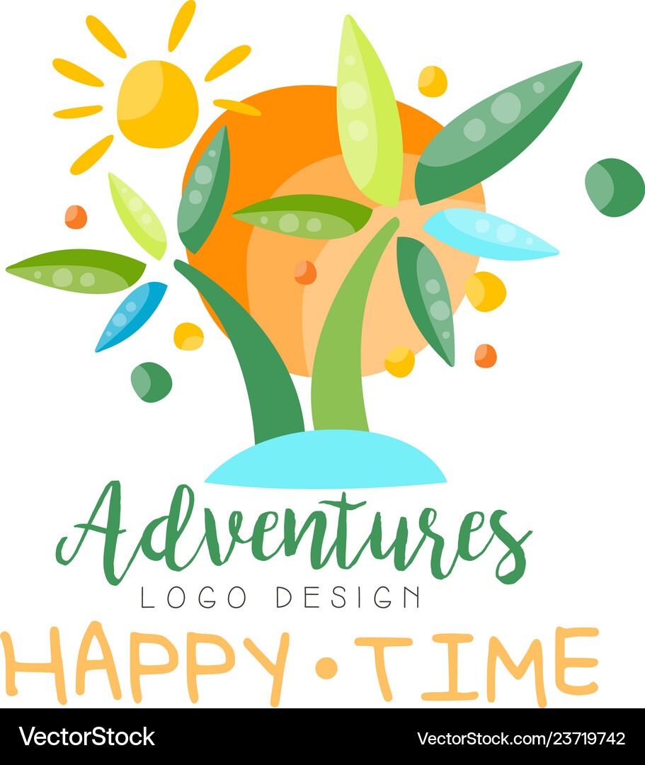 Adventures happy time logo design beach summer Vector Image