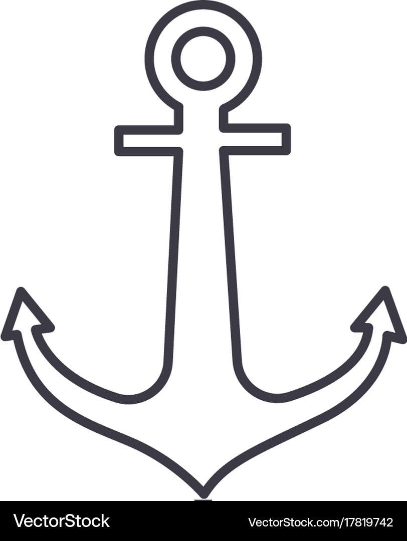 Anchor line icon sign on Royalty Free Vector Image