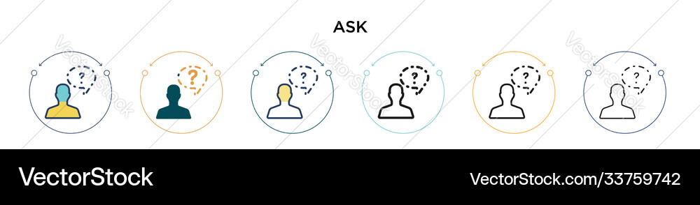 Ask icon in filled thin line outline and stroke Vector Image