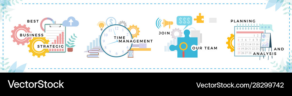 Business consulting strategic partnership set Vector Image