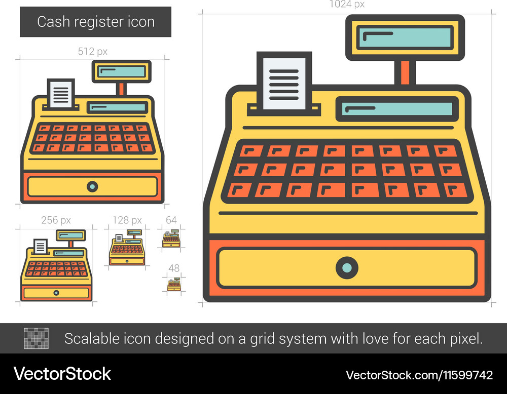 Cash register line icon Royalty Free Vector Image