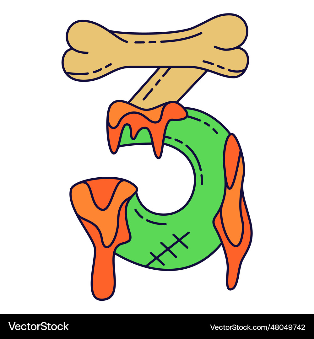 Colorful halloween number 3 Royalty Free Vector Image
