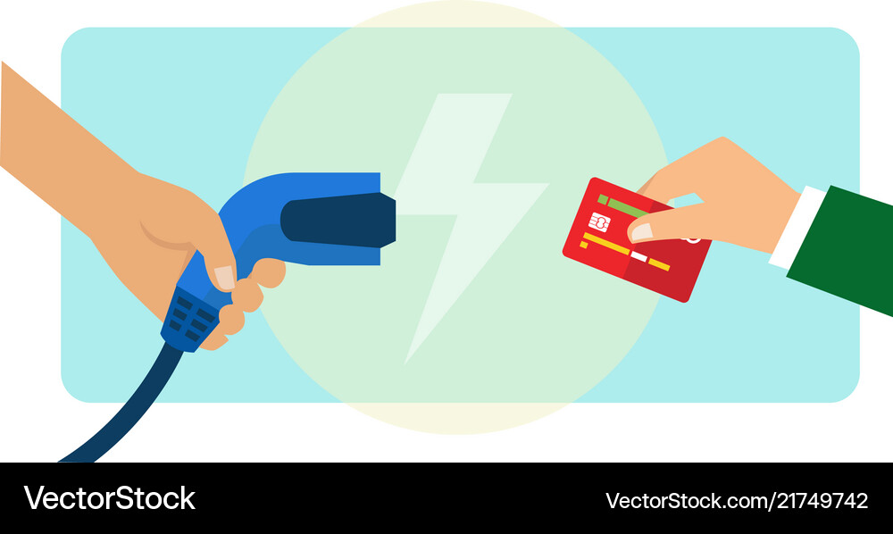 Electric car charging payment using credit card Vector Image