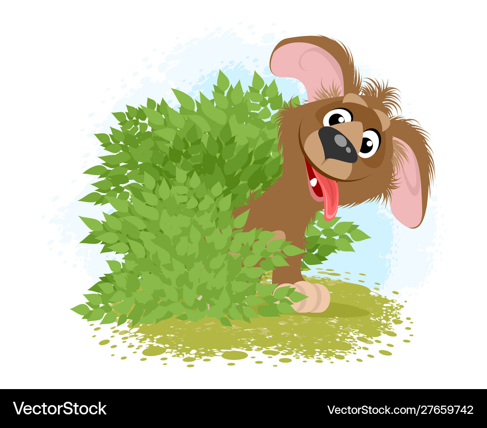 Funny dog in bushes Royalty Free Vector Image - VectorStock