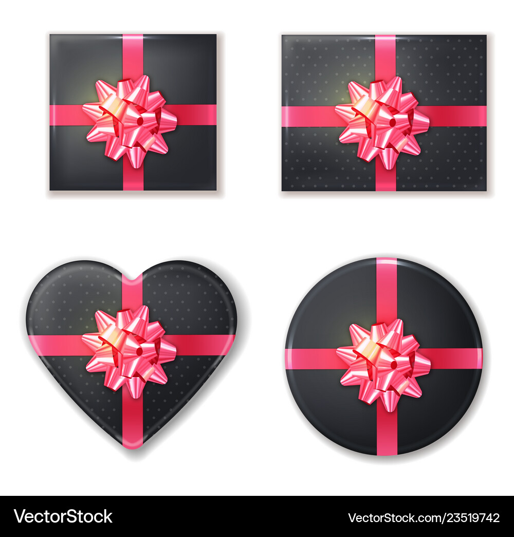 Gift box set collection black and pink Royalty Free Vector