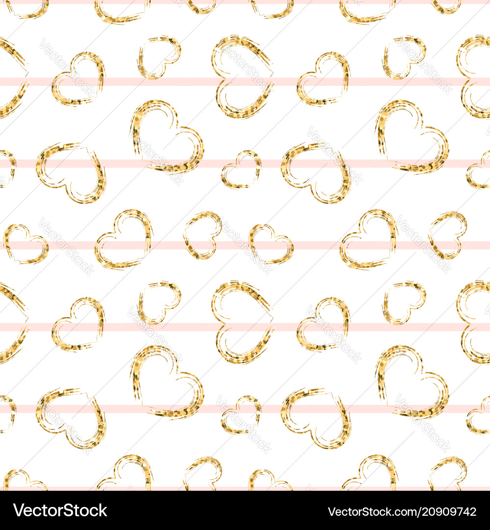 Gold heart seamless pattern pink-white geometric Vector Image
